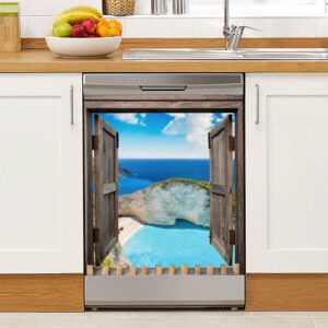 dishwasher magnet cover shipwreck beach navagio zakynthos greece magnetic refrigerator stickers decorative appliance cover fridge panels metal door garage 23x26in