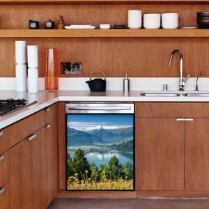 Dishwasher Magnet Cover Ship Sails Over The Idyllic Lake Zell am See in a Summer Alpine Magnetic Refrigerator Stickers Decorative Appliance Cover Fridge Panels Metal Door Garage 23x26in