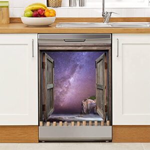 dishwasher magnet cover milky way galaxy night scene coastal rock formations magnetic refrigerator stickers decorative appliance cover fridge panels metal door garage 23x26in