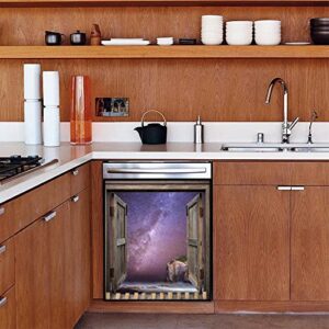 Dishwasher Magnet Cover Milky Way Galaxy Night Scene Coastal Rock Formations Magnetic Refrigerator Stickers Decorative Appliance Cover Fridge Panels Metal Door Garage 23x26in