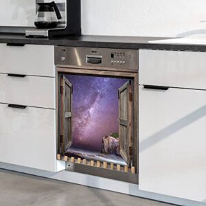 Dishwasher Magnet Cover Milky Way Galaxy Night Scene Coastal Rock Formations Magnetic Refrigerator Stickers Decorative Appliance Cover Fridge Panels Metal Door Garage 23x26in