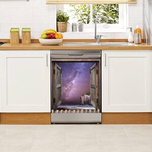 Dishwasher Magnet Cover Milky Way Galaxy Night Scene Coastal Rock Formations Magnetic Refrigerator Stickers Decorative Appliance Cover Fridge Panels Metal Door Garage 23x26in