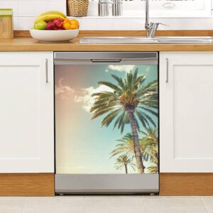 dishwasher magnet sticker palm trees over cloudy sky old style magnetic refrigerator sticker appliance covers home kitchen decor for fridge metal door garage 23x26in