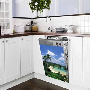 Dishwasher Magnet Cover Sri Lanka Unawatuna Coconut Trees Magnetic Refrigerator Stickers Decorative Appliance Cover Fridge Panels Metal Door Garage 23"Wx26"H