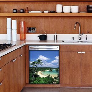 Dishwasher Magnet Cover Sri Lanka Unawatuna Coconut Trees Magnetic Refrigerator Stickers Decorative Appliance Cover Fridge Panels Metal Door Garage 23"Wx26"H