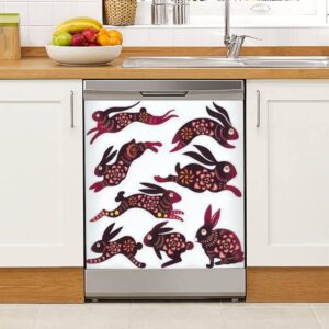 dishwasher magnet cover chinese zodiac rabbit design magnetic refrigerator stickers decorative appliance cover fridge panels metal door garage 23" wx26 h