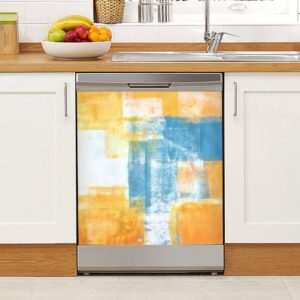 dishwasher magnet cover teal and orange abstract art painting magnetic refrigerator stickers decorative appliance cover fridge panels metal door garage 23"wx26"h