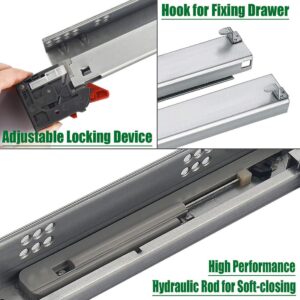 OCG Undermount Drawer Slides 18 inch (6 Pairs), Full Extension Soft Close Concealed Drawer Runners, Come with Mounting Screws and Brackets