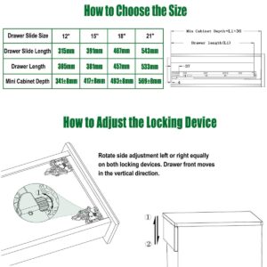 OCG Undermount Drawer Slides 18 inch (6 Pairs), Full Extension Soft Close Concealed Drawer Runners, Come with Mounting Screws and Brackets