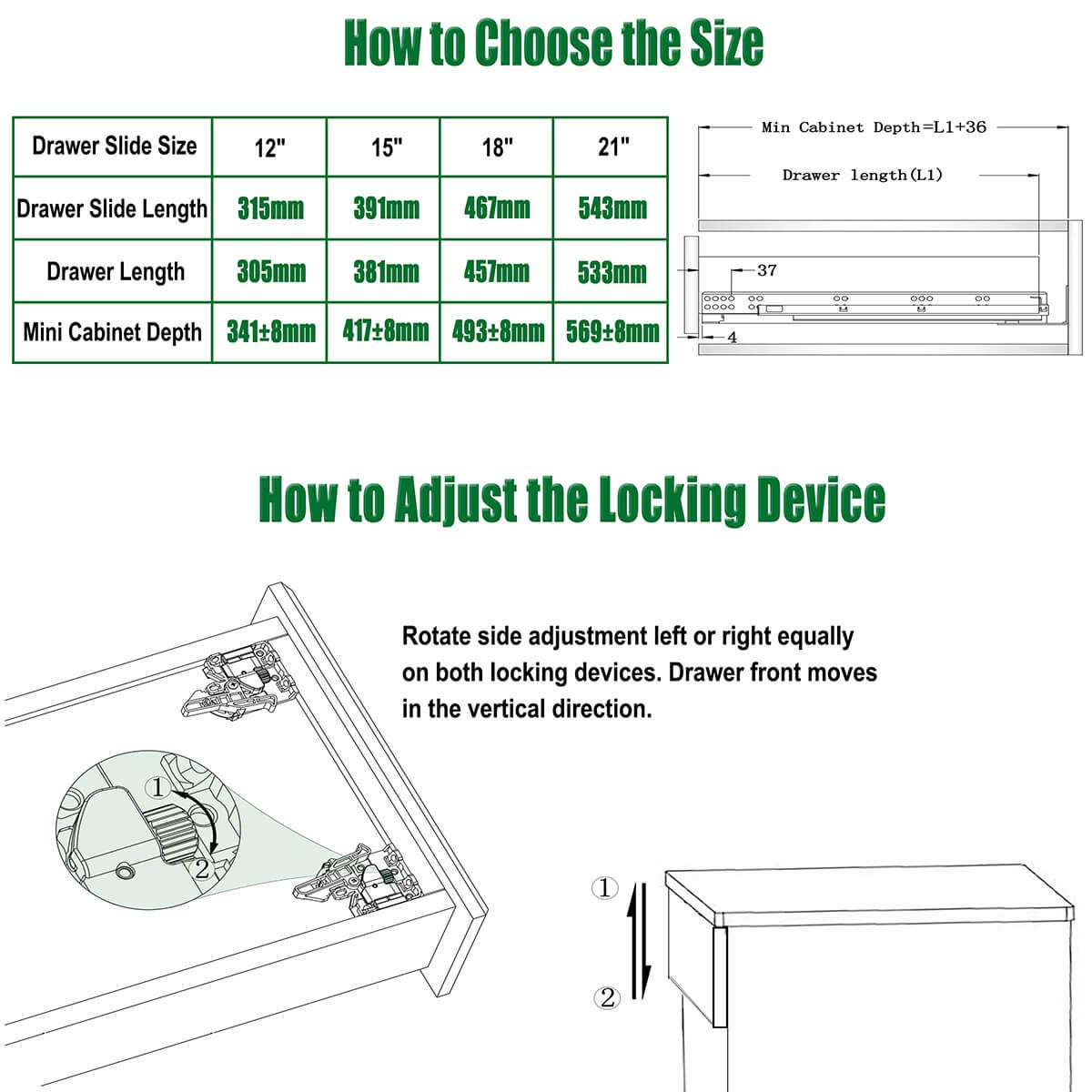 OCG Undermount Drawer Slides 18 inch (6 Pairs), Full Extension Soft Close Concealed Drawer Runners, Come with Mounting Screws and Brackets