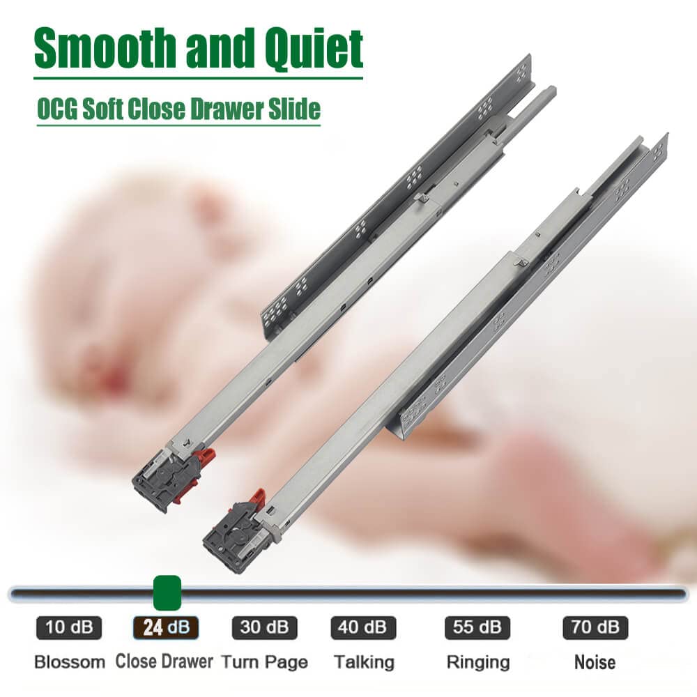 OCG Undermount Drawer Slides 18 inch (6 Pairs), Full Extension Soft Close Concealed Drawer Runners, Come with Mounting Screws and Brackets