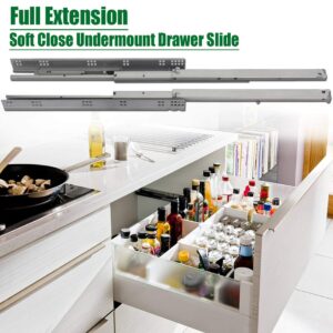 OCG Undermount Drawer Slides 18 inch (6 Pairs), Full Extension Soft Close Concealed Drawer Runners, Come with Mounting Screws and Brackets