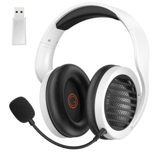 ocg gaming headset dual wireless lossless 2.4g bluetooth gaming headphones with detachable microphone 50mm speakers - for pc, ps4, ps5,smartphone,macbook,notebook,tablet white