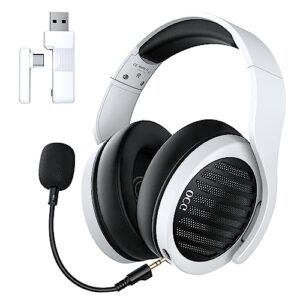 ocg wireless gaming headset with microphone for mac ps4 ps5 playstation 4 5 smartphone,macbook,notebook,tablet black, 2.4g wireless bluetooth usb gamer headphonesusb rechargeable white