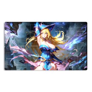 new mlikemat playmat dark magician girl tcg ccg ocg trading card game mat with zones + free bag (zd014-379-a)