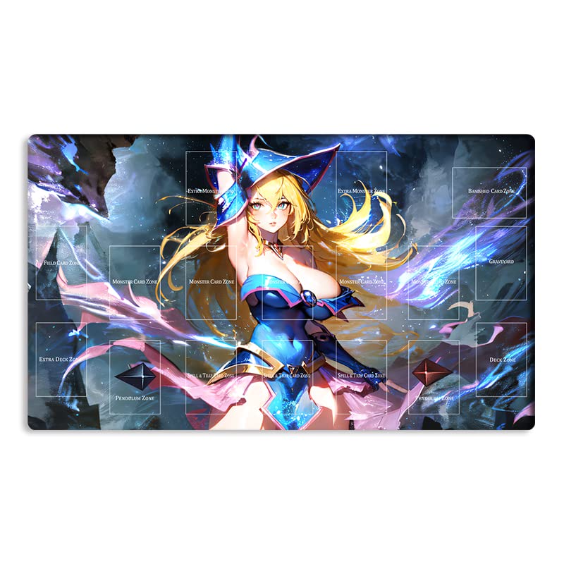 New Mlikemat Playmat Dark Magician Girl TCG CCG OCG Trading Card Game Mat with Zones + Free Bag (ZD014-379-A)