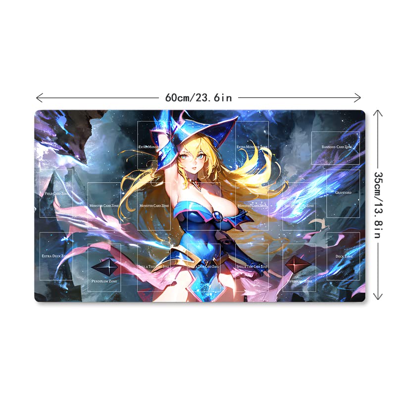 New Mlikemat Playmat Dark Magician Girl TCG CCG OCG Trading Card Game Mat with Zones + Free Bag (ZD014-379-A)