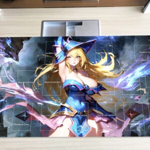 New Mlikemat Playmat Dark Magician Girl TCG CCG OCG Trading Card Game Mat with Zones + Free Bag (ZD014-379-A)