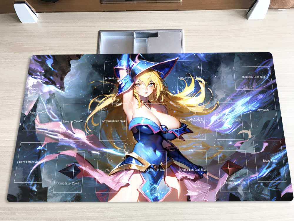 New Mlikemat Playmat Dark Magician Girl TCG CCG OCG Trading Card Game Mat with Zones + Free Bag (ZD014-379-A)