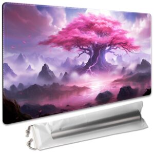 sixtore premium board game 24x14in tcg playmat compatible for ocg ccg rpg mtg play mats,mousepad desk mat (pink sakura)