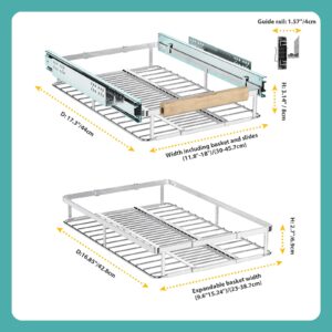 FESDOS Roll-Out Extendable Sliding Basket Pull-Out Cabinet Organizer Slide Out Pantry Shelves Cabinet Shelves for Kitchen, Under Sink, Bathroom, Wardrobe, Opeingning Requied 11.8"-18", Set of 2