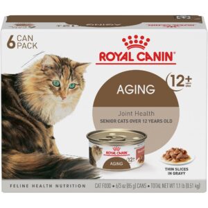 royal canin aging 12+ thin slices in gravy canned cat food, 3 oz can (6-pack)