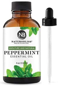 naturobliss peppermint essential oil, 100% pure and natural therapeutic grade, premium quality peppermint oil, 4 fl. oz - perfect for aromatherapy and relaxation