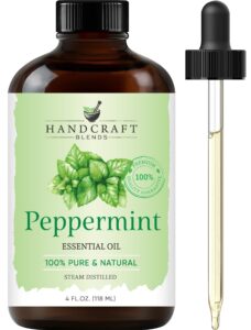 handcraft blends peppermint essential oil - huge 4 fl oz - 100% pure and natural - premium grade with glass dropper