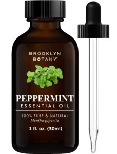 brooklyn botany peppermint essential oil – 100% pure and natural – premium grade oil with dropper - for aromatherapy and diffuser - 1 fl oz