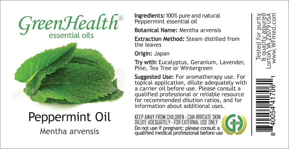 16 fl oz - Peppermint Essential Oil (100% Pure & Uncut), Aluminum Bottle - GreenHealth