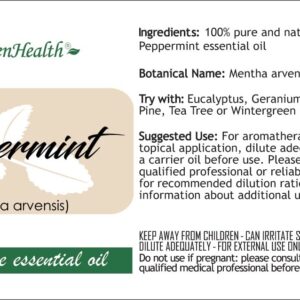 16 fl oz - Peppermint Essential Oil (100% Pure & Uncut), Aluminum Bottle - GreenHealth