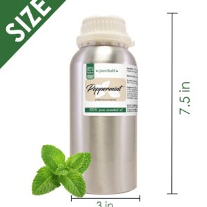 16 fl oz - Peppermint Essential Oil (100% Pure & Uncut), Aluminum Bottle - GreenHealth