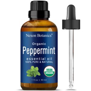 organic peppermint essential oil 30 ml - 100% pure peppermint oil for diffuser -natural, undiluted menthol oil for hair care - mint oil for skin care - pure essential oils peppermint - nexon botanics