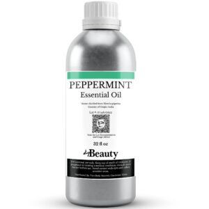 diybeauty bulk peppermint essential oil - large size 32 fl oz bottle - 100% pure and undiluted therapeutic grade mentha piperita - concentrated extract