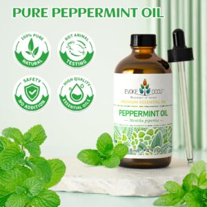 EVOKE OCCU Peppermint Oil 4 Fl Oz, Pure Peppermint Essential Oil for Hair, Skin, Diffuser - 118ml