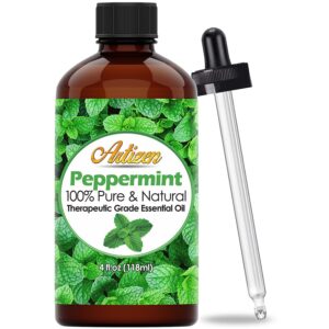 artizen - peppermint essential oil - huge glass bottle 4 fl oz - 100% pure and natural - premium grade with dropper - for aromatherapy and diffuser