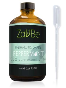 zavbe peppermint essential oil | 100% pure, undiluted, natural aromatherapy, therapeutic grade 120 ml (4 oz)