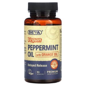 deva nutrition vegan peppermint oil delayed release capsules, 90 count