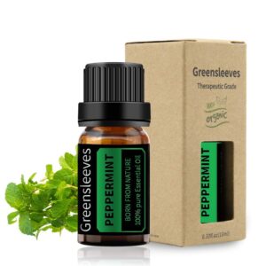 greensleeves peppermint essential oil 100% pure organic peppermint aromatherapy oils 10ml for massage, diffuser