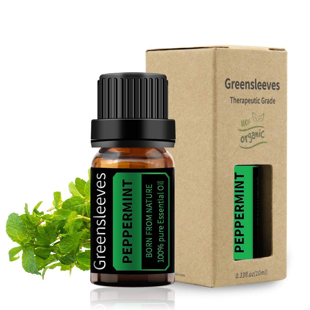 GREENSLEEVES Peppermint Essential Oil 100% Pure Organic Peppermint Aromatherapy Oils 10ml for Massage, Diffuser