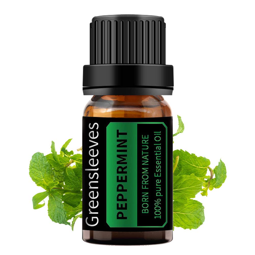 GREENSLEEVES Peppermint Essential Oil 100% Pure Organic Peppermint Aromatherapy Oils 10ml for Massage, Diffuser