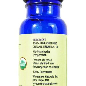 Wyndmere Essential Oils - Certified Organic Peppermint Essential Oil - 10ml - 100% Pure Therapeutic Quality - Made in USA