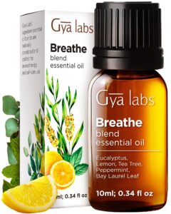 gya labs breathe essential oil blends - natural breathe easy essential oils from eucalyptus, peppermint oil and more for humidifier cleaner (0.34 fl oz)