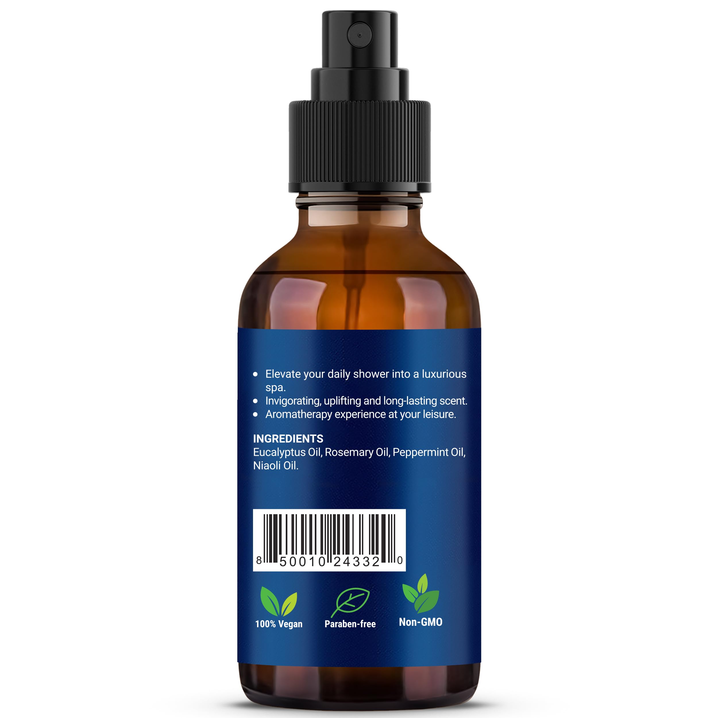 Breathe Shower Steamer Spray 2 fl oz - Aromatherapy Mist from Natural Essential Oil Blend - Peppermint, Eucalyptus Shower Steamer Spray - Spa at Home from Fresh Steam Shower Spray - Nexon Botanics