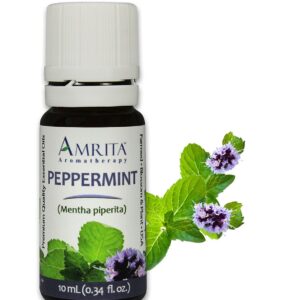 Amrita Aromatherapy Peppermint Essential Oil, 100% Pure Undiluted Mentha piperita, Therapeutic Grade, Premium Quality Aromatherapy Oil, Tested & Verified, 10ML