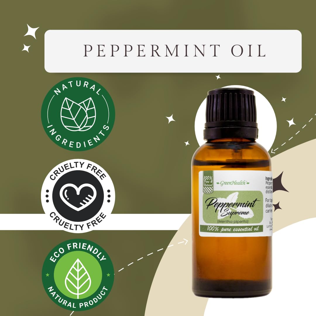 15 ml Peppermint Essential Oil (Mentha Piperita) - 100% Pure & Uncut - GreenHealth