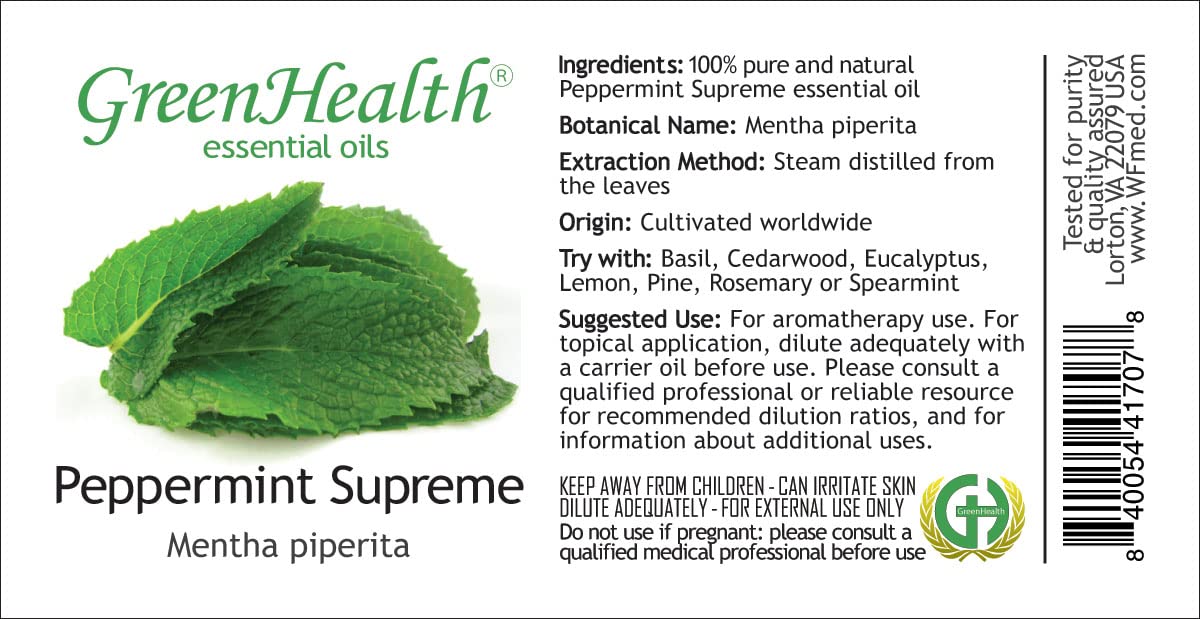 15 ml Peppermint Essential Oil (Mentha Piperita) - 100% Pure & Uncut - GreenHealth