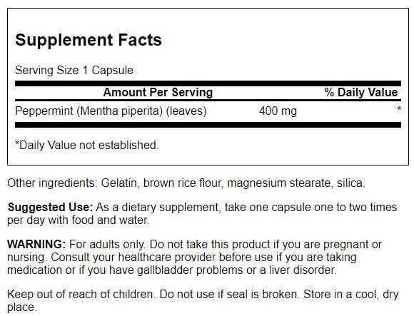 Swanson Full Spectrum Peppermint Leaf 400 Milligrams 120 Capsules (2 Pack)