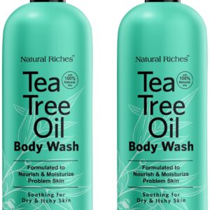 Natural Riches Tea Tree Oil Body Wash, 2x16 fl oz - Soothing, Calming, and Hydrating for Normal, Combination, Sensitive, Oily, and Dry sensitive skin bodywash