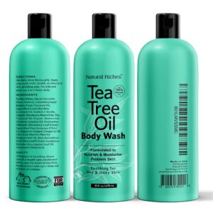 Natural Riches Tea Tree Oil Body Wash, 2x16 fl oz - Soothing, Calming, and Hydrating for Normal, Combination, Sensitive, Oily, and Dry sensitive skin bodywash